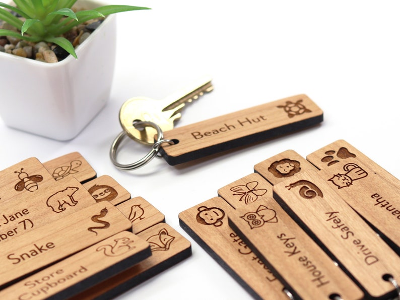 Personalised Wooden Animal Key Rings Solid Wooden Engraved - Etsy