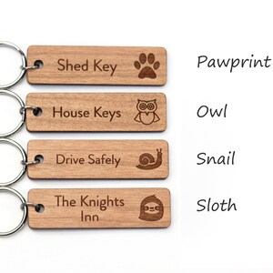 Personalised Wooden Animal Key Rings - Solid Wooden Engraved Custom Key ...