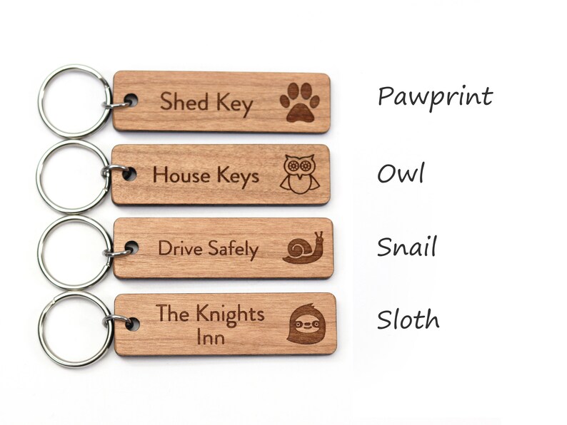 Personalised Wooden Animal Key Rings Solid Wooden Engraved - Etsy UK