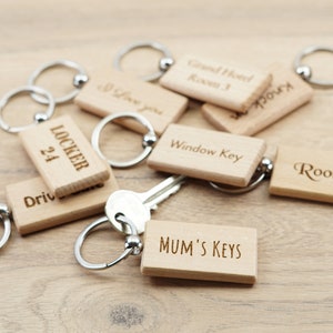 Personalised Wooden Keyring - Solid Wood Custom Engraved Key Ring - Etsy UK
