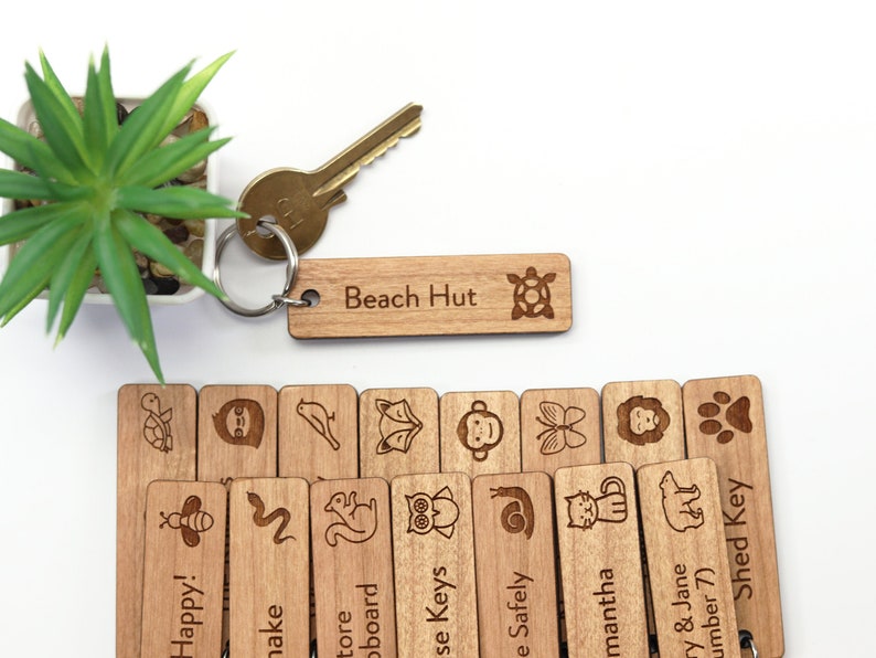 Personalised Wooden Animal Key Rings Solid Wooden Engraved | Etsy