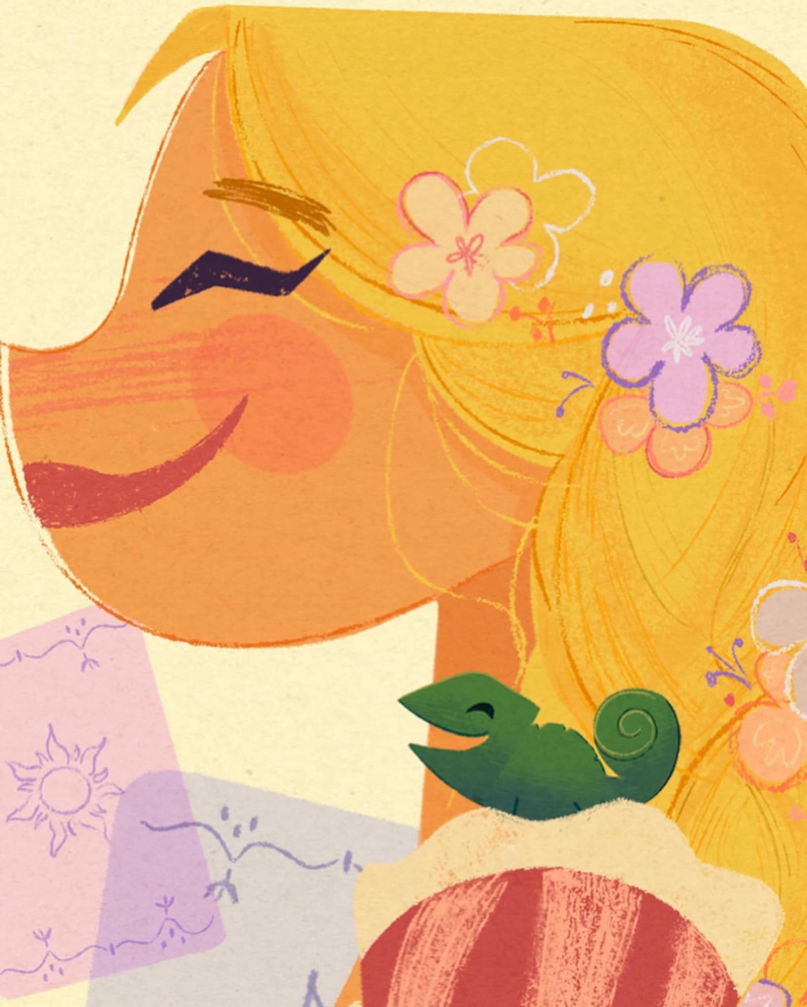 Tangled Rapunzel & Pascal Art Print Original Illustration - Etsy