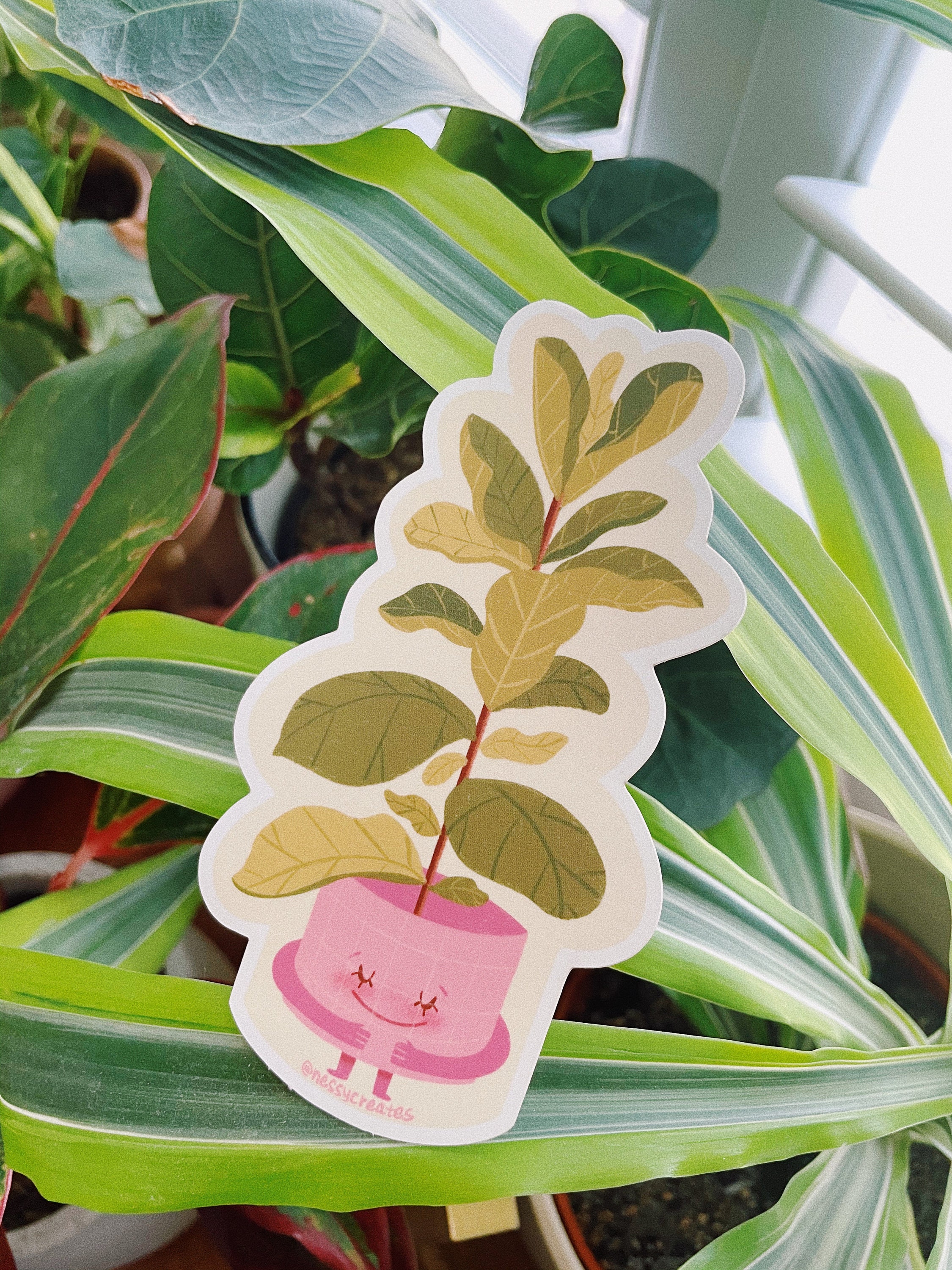Always Growing Plant Sticker House Plant Fiddle Leaf Fig Illustration ...