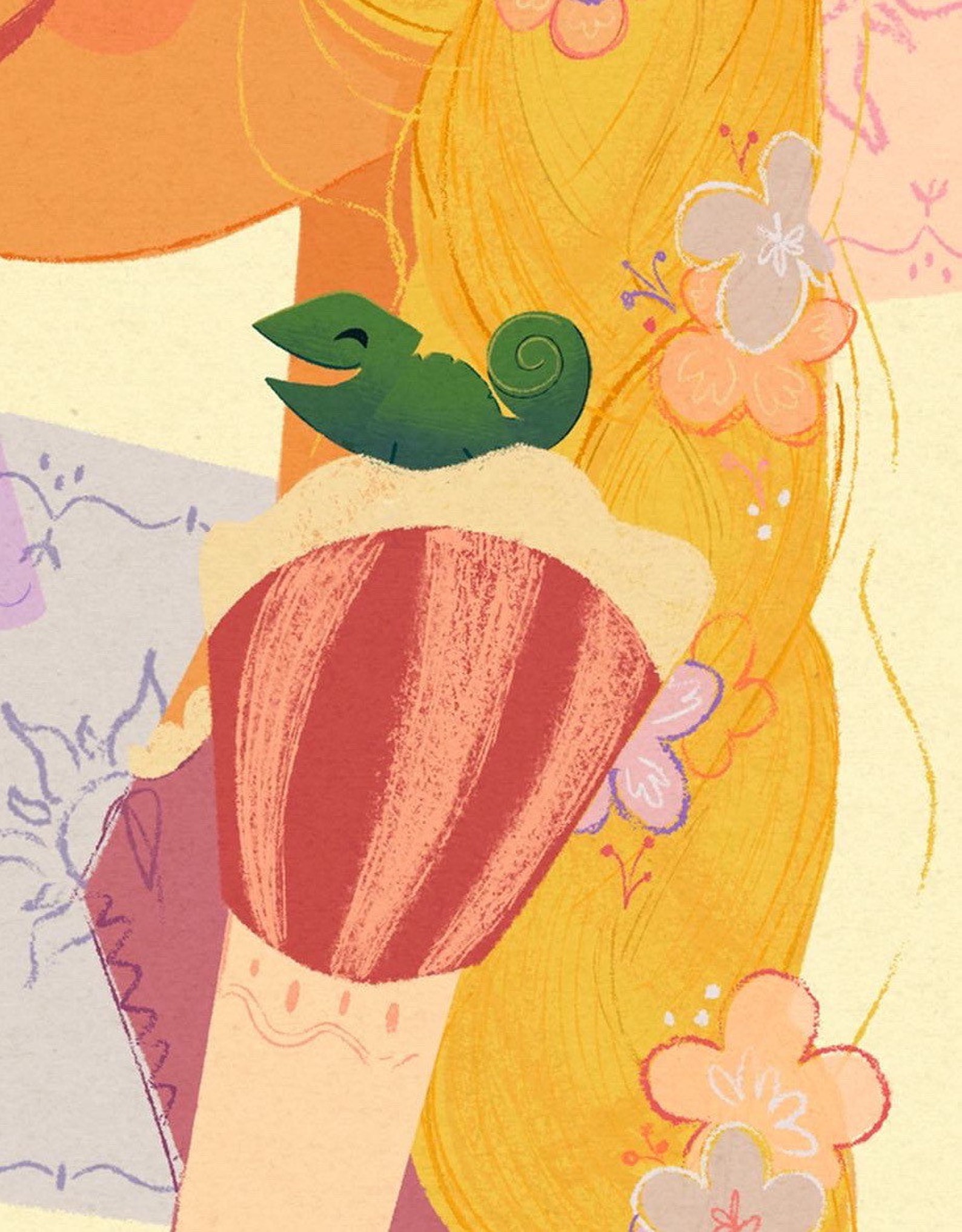 Tangled Rapunzel & Pascal Art Print Original Illustration - Etsy