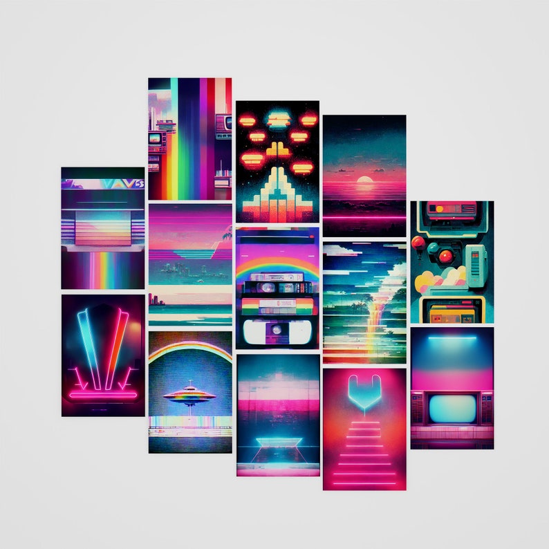 Vaporwave Wall Collage Kit Printable Synthwave Dorm Decor - Etsy Norway