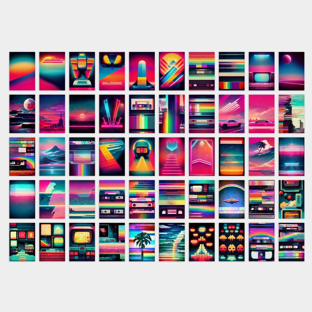 Vaporwave Wall Collage Kit Printable Synthwave Dorm Decor - Etsy Norway