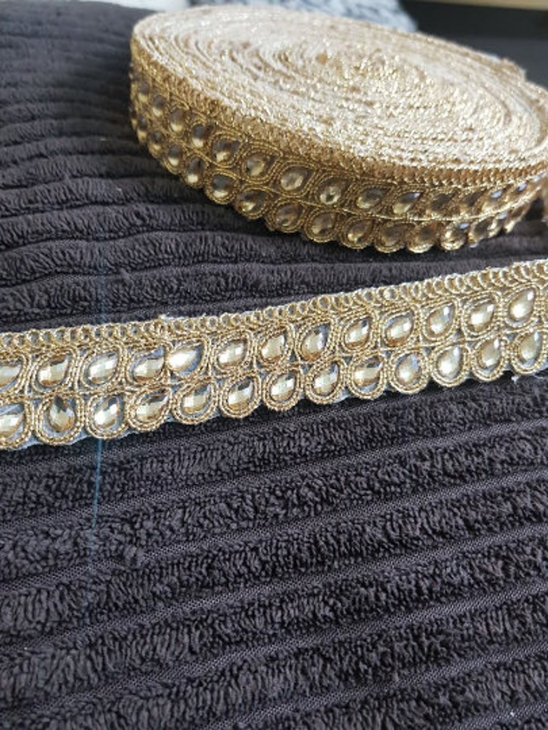 Trim by the Yard Indian Trim Gold Diamante Trim Decorative - Etsy