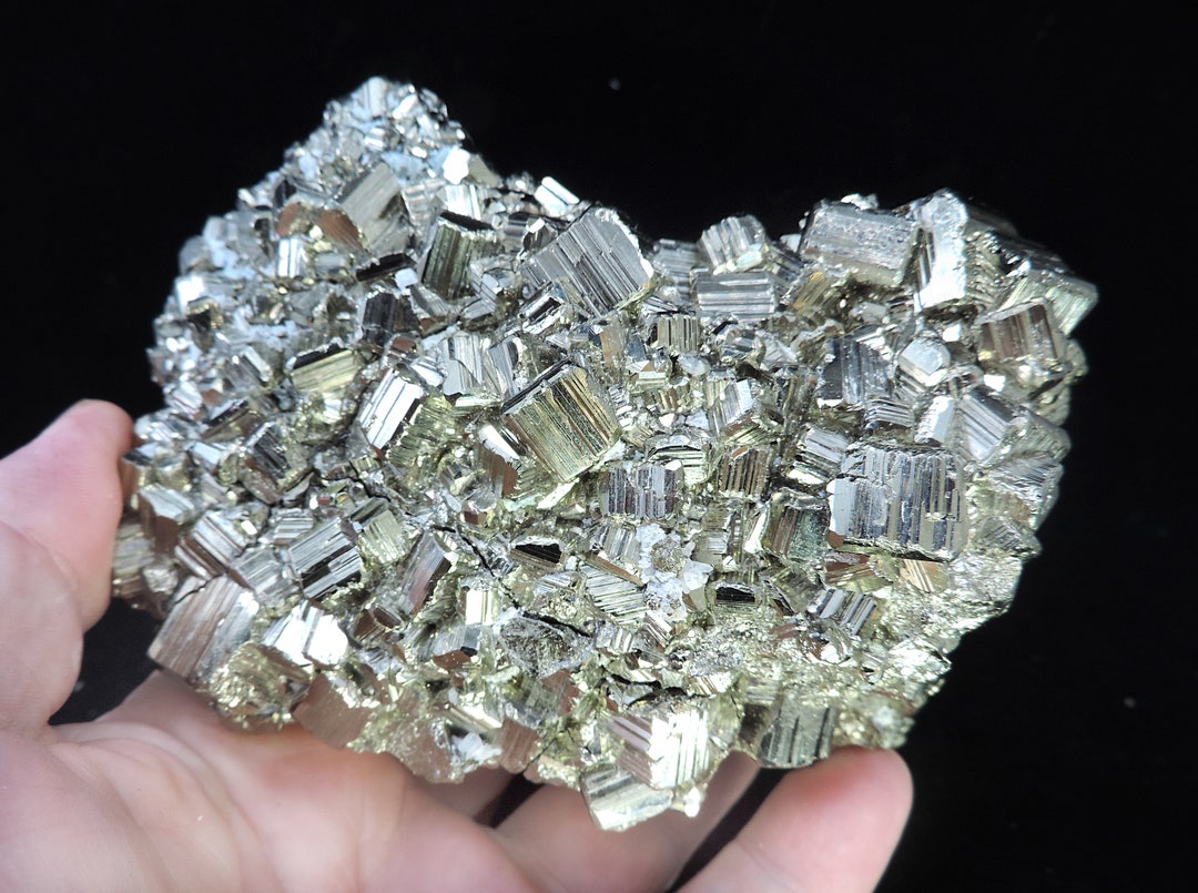 Superb Large Block of Lustrous Golden Striated Pyrite Crystals From the ...