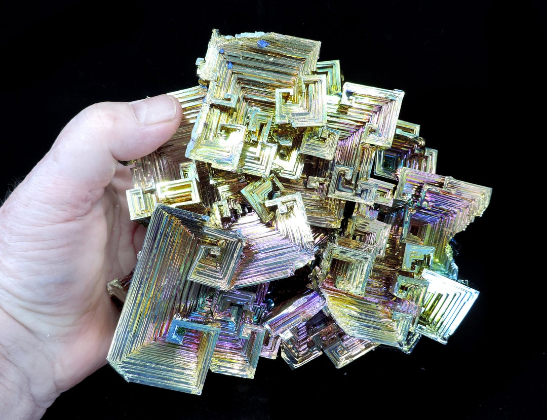 Stunning Extra Large Size Complex Hopper Crystals of Golden Iridescent ...