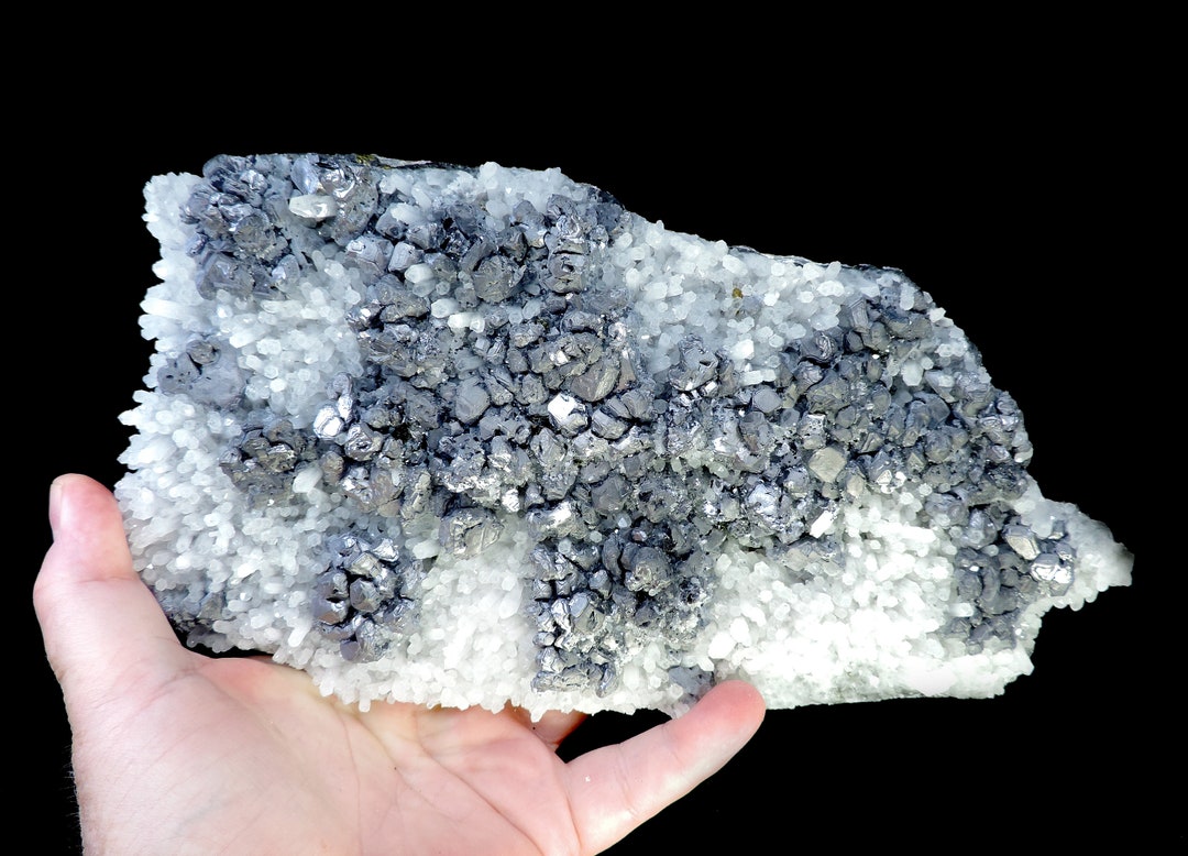 Superb Showy Extra Large Slab Featuring Shiny Grey Galena on a Bed of ...