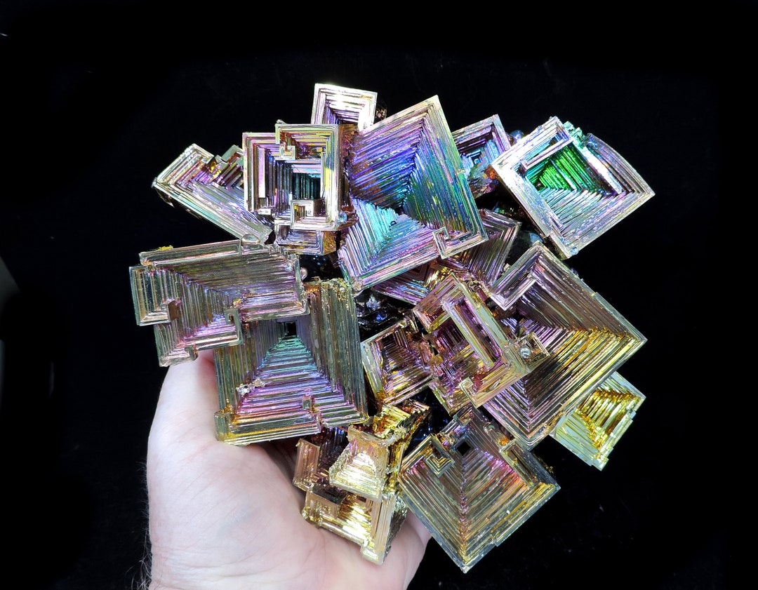 Stunning Extra Large Size Complex Hopper Crystals of Golden Iridescent ...