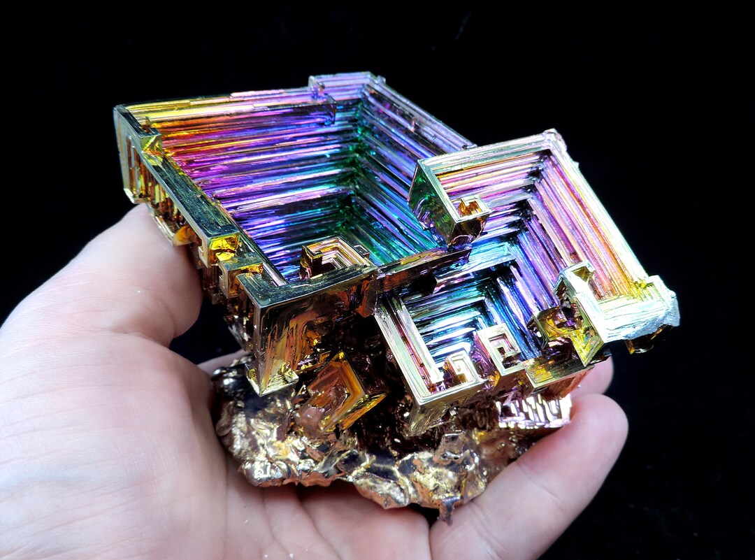 Showy Cabinet Size Complex Hopper Crystals of Golden Iridescent Lab-grown Native Bismuth - Etsy