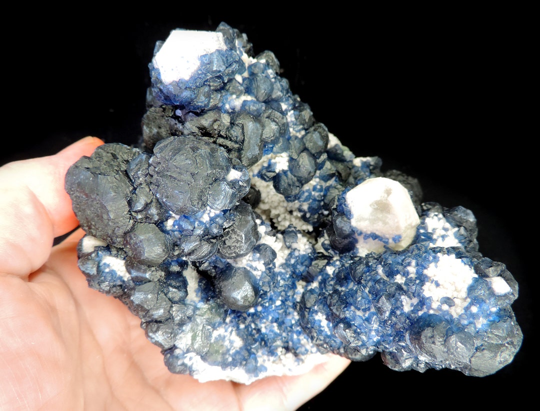 Large Top Quality Specimen of 'blueberry Fluorite' on White Quartz ...