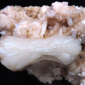 Extra Large Block Featuring a Sheaf of Pale Pink Stilbite Showing Text ...