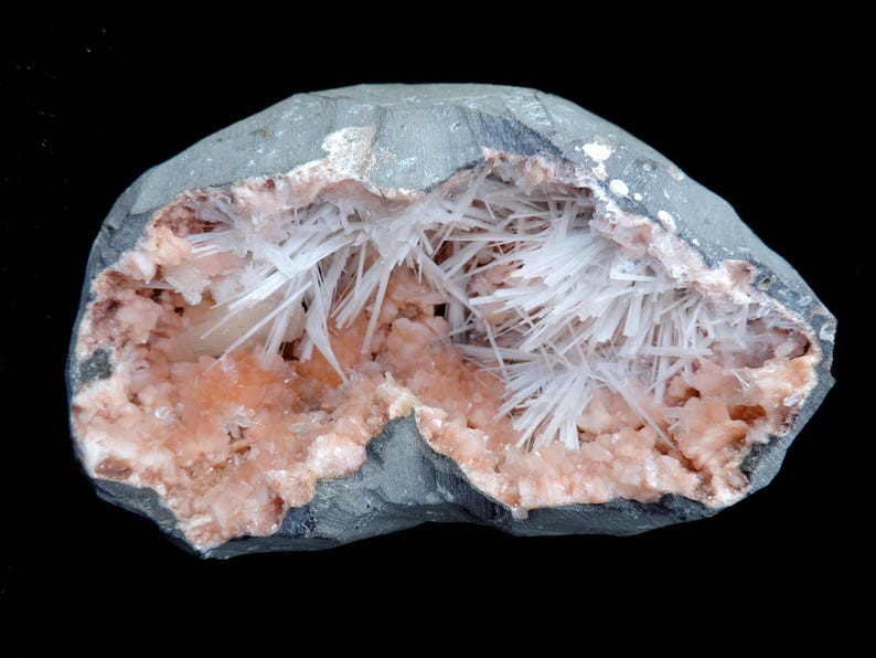 Large Cabinet Sized 'cave Like' Basalt Geode Featuring Long Delicate ...