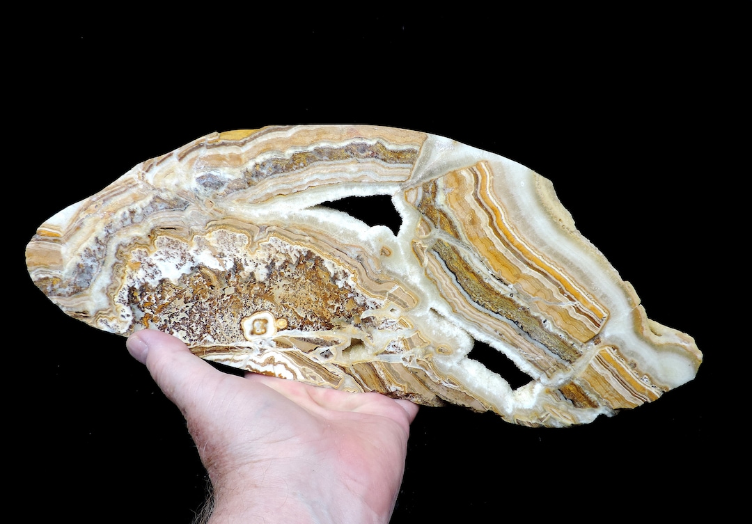 Spectacular Extra Large Slab Featuring Banded and Veined White and ...