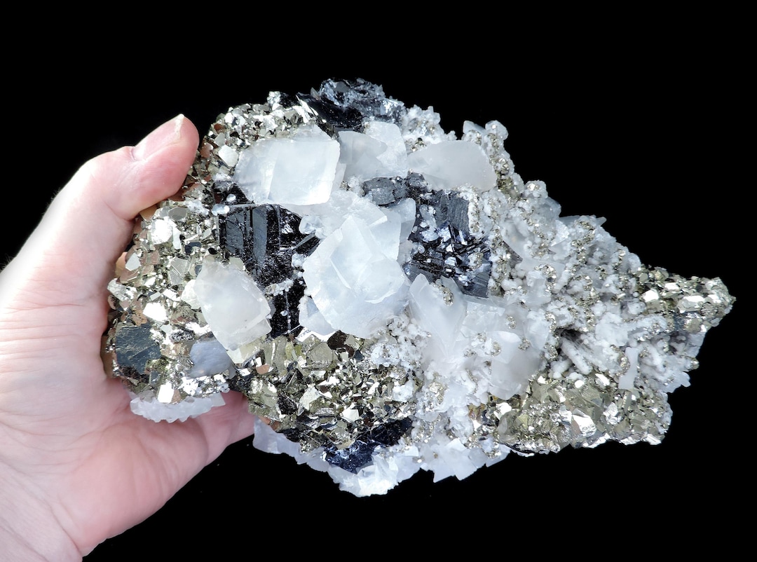Rare Collectors Special - Superb Block Featuring Pyrite, Calcite and ...