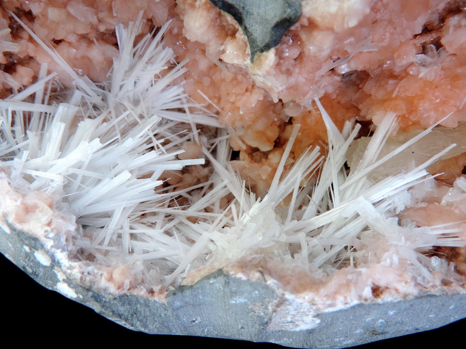 Large Cabinet Sized 'cave Like' Basalt Geode Featuring Long Delicate ...
