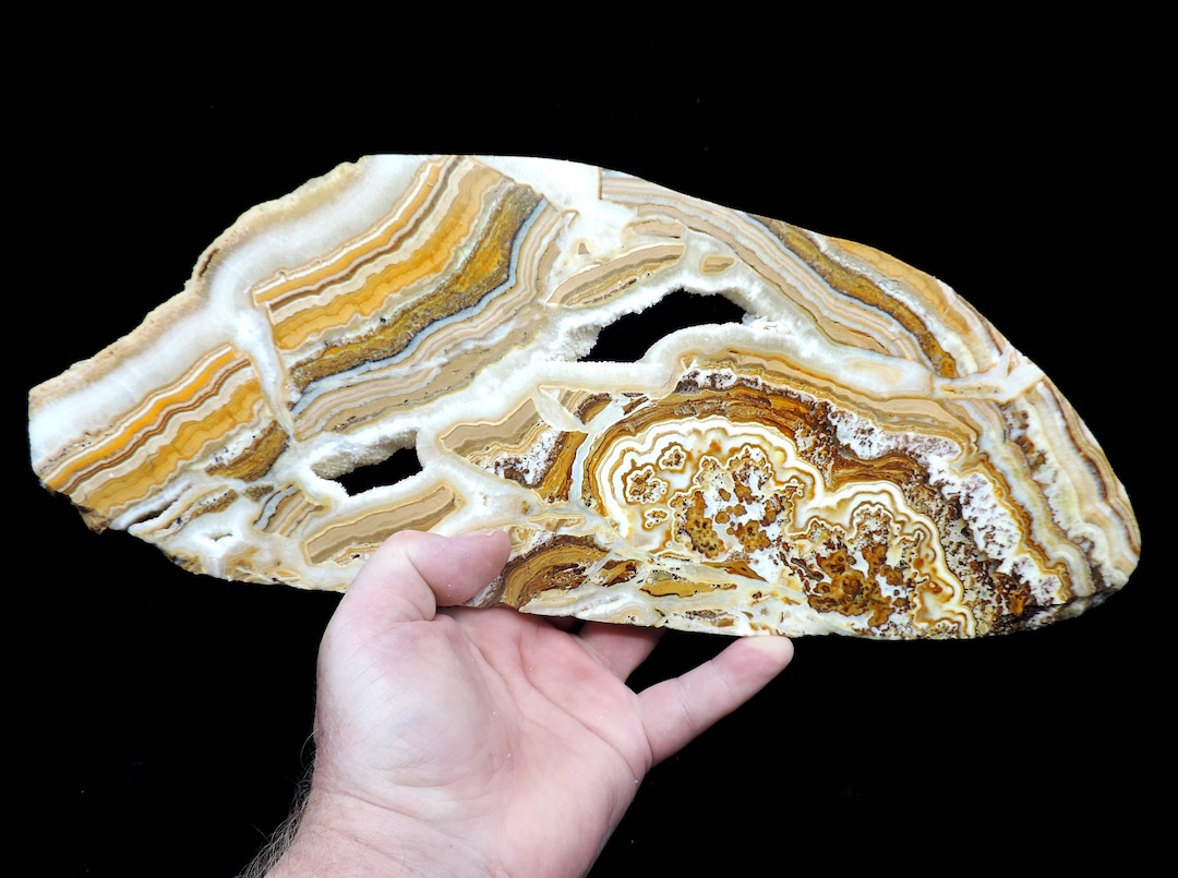 Spectacular Extra Large Slab Featuring Banded and Veined White and ...
