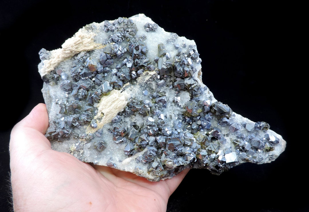 Extra Large Block Featuring Mirror Luster Galena Crystals and Pale ...