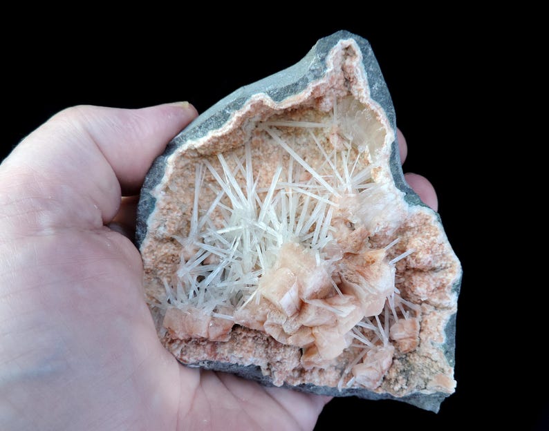 Cabinet Sized Basalt Geode Featuring Delicate White Scolecite Needles ...