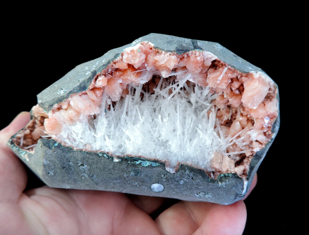 Large Cabinet Sized 'cave Like' Basalt Geode Featuring Long White ...