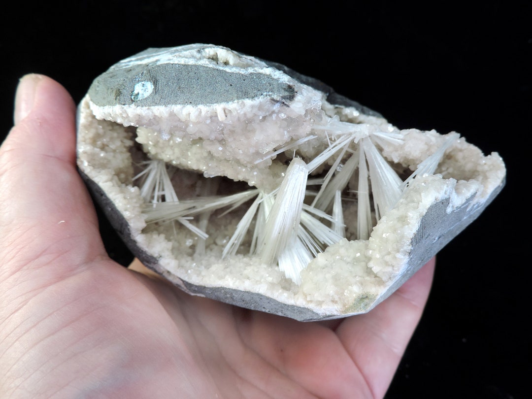 Large Cabinet Sized 'cave Like' Basalt Geode Featuring Long White ...