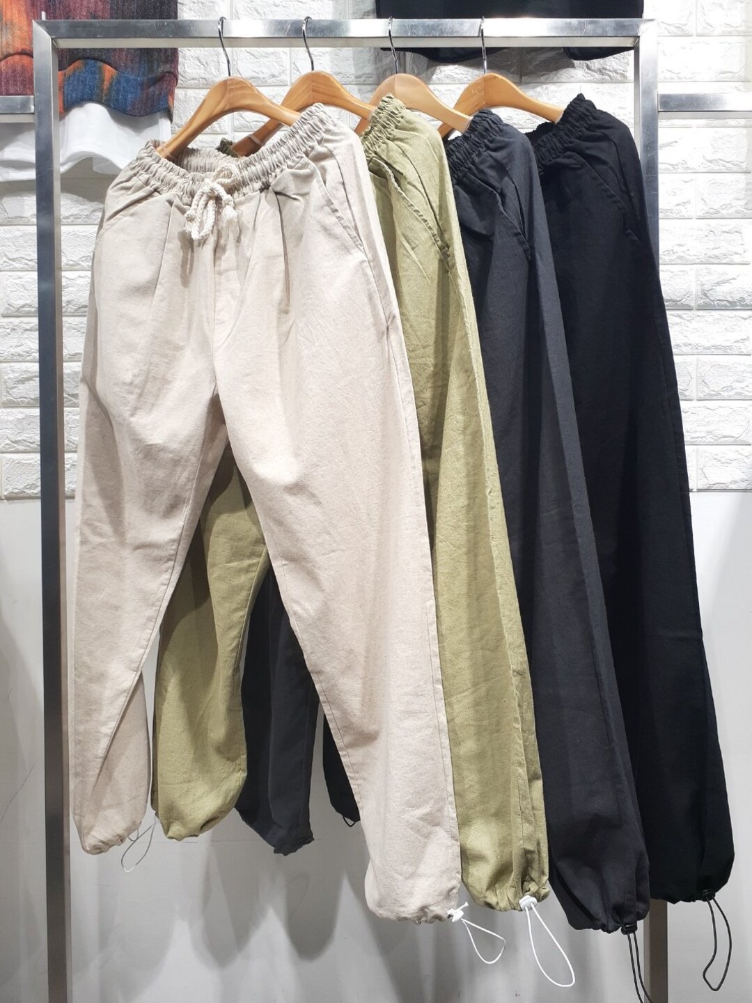 Men’s Cool and Light 100% Hemp Linen String Hem Pants for Summer and ...