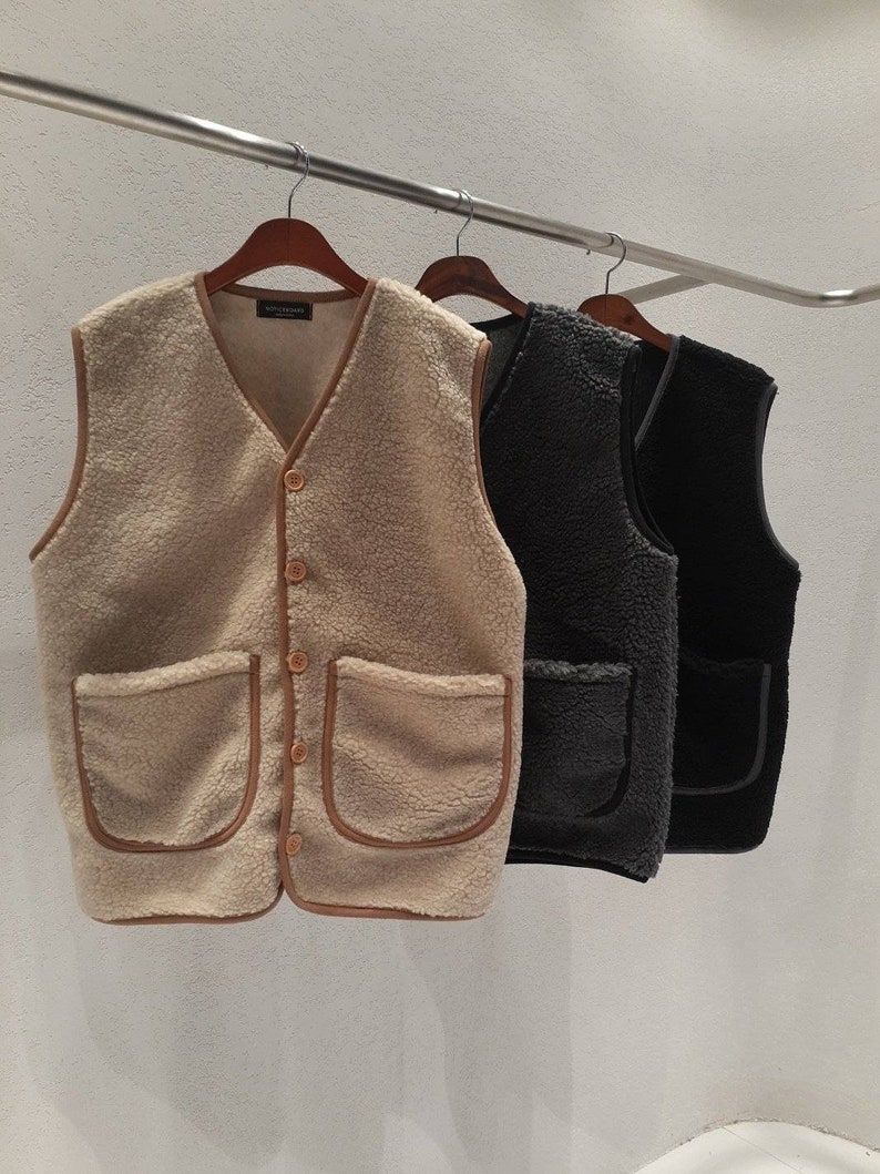 Dumble Fleece Vest: Warm Open Button Fall Winter Outerwear - Etsy