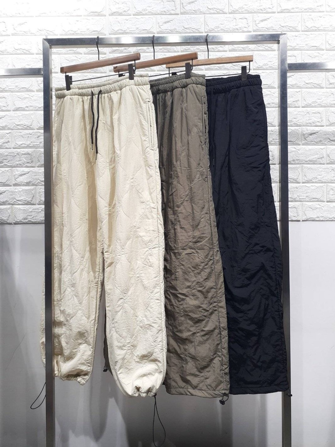 Quilted Padding Utility Soft Loose Fit Jogger Pants With Drawstring Hem ...