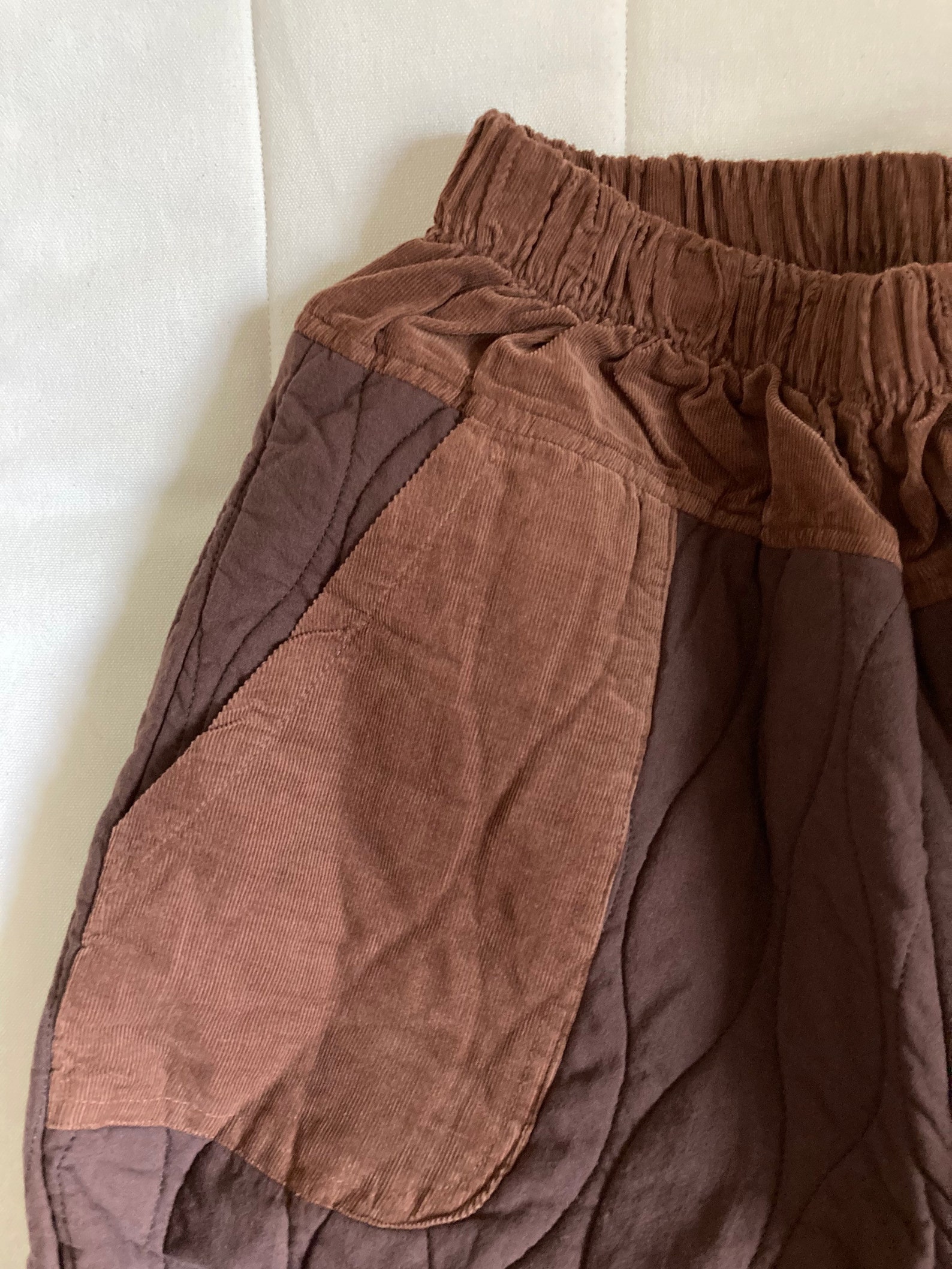 Women's High Rise Quilted Padding Aladdin Pants Baggy Rustic Style ...