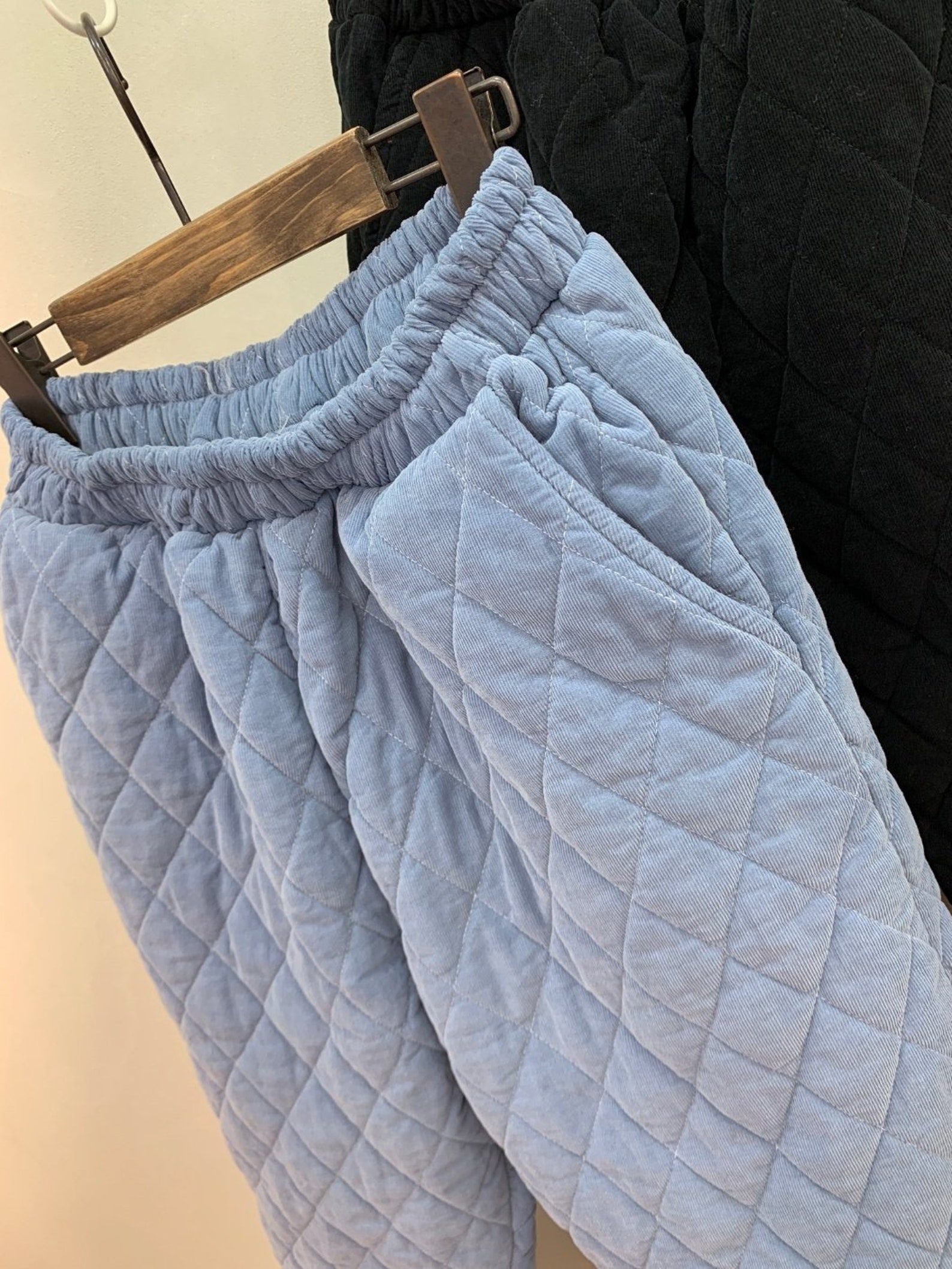 Women’s High Rise Cotton 100% Thick Quilted Padding Deep Pocket Ribbed ...