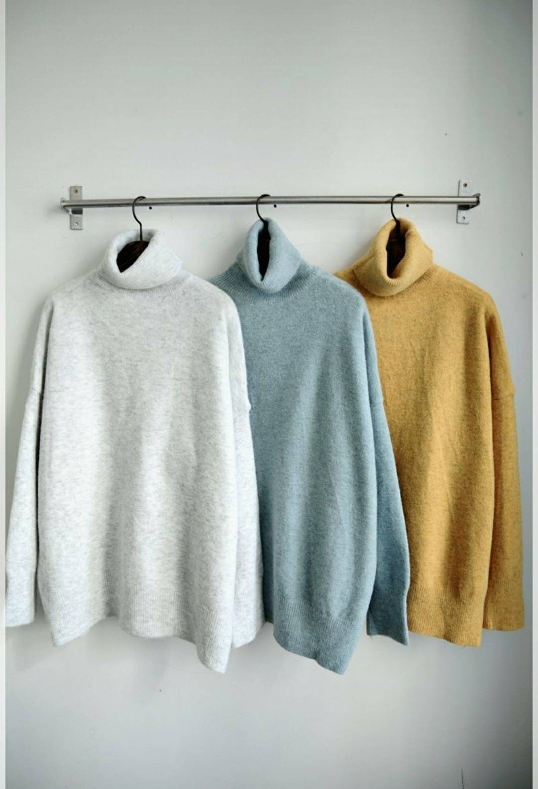 MOI Women's Turtleneck Pastel Wool Sweater - Etsy