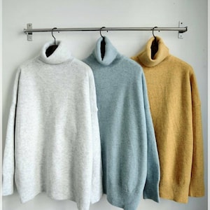 MOI Women's Turtleneck Pastel Wool Sweater - Etsy