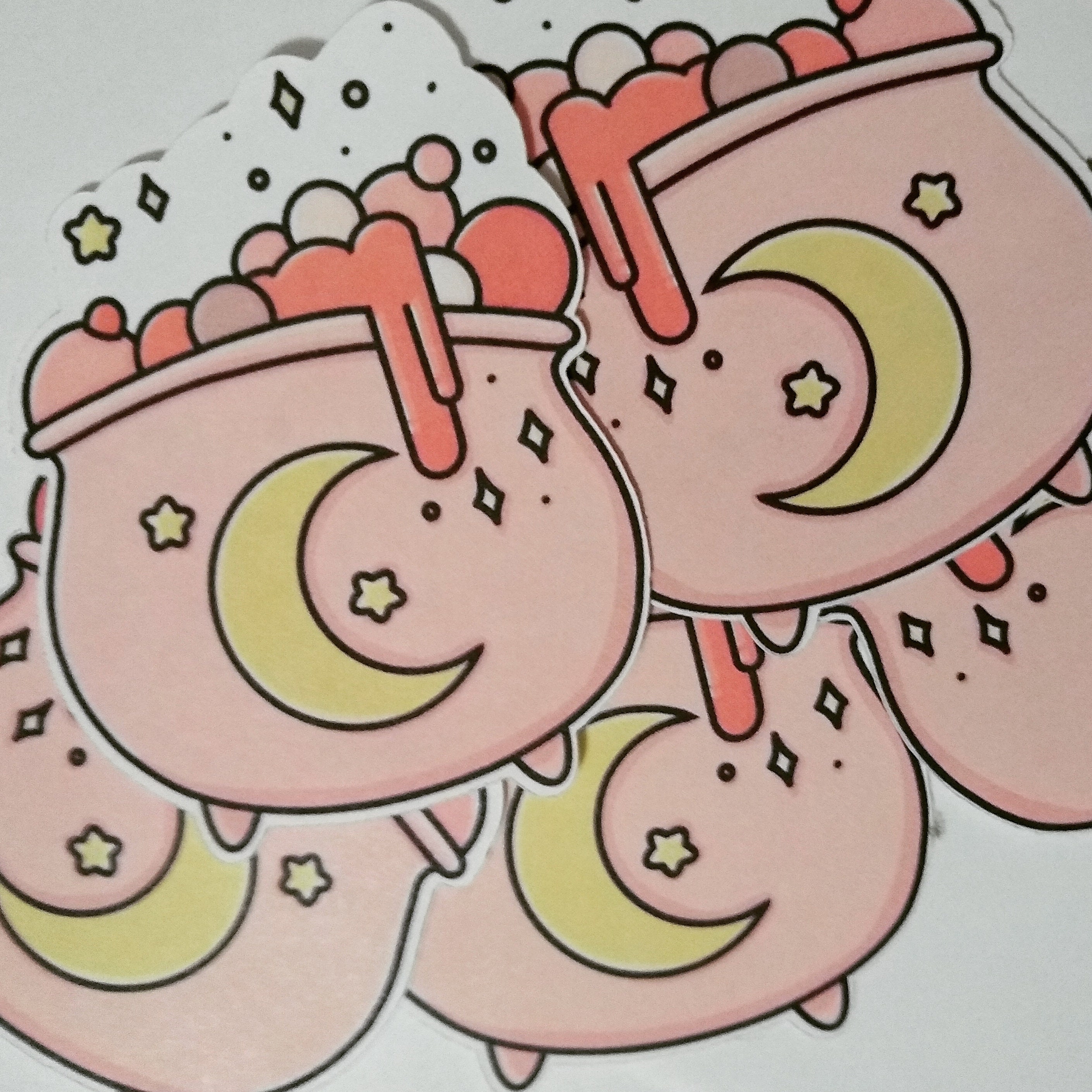Pink Moon Cauldron Die Cut Sticker Cauldron Stickers Cute - Etsy