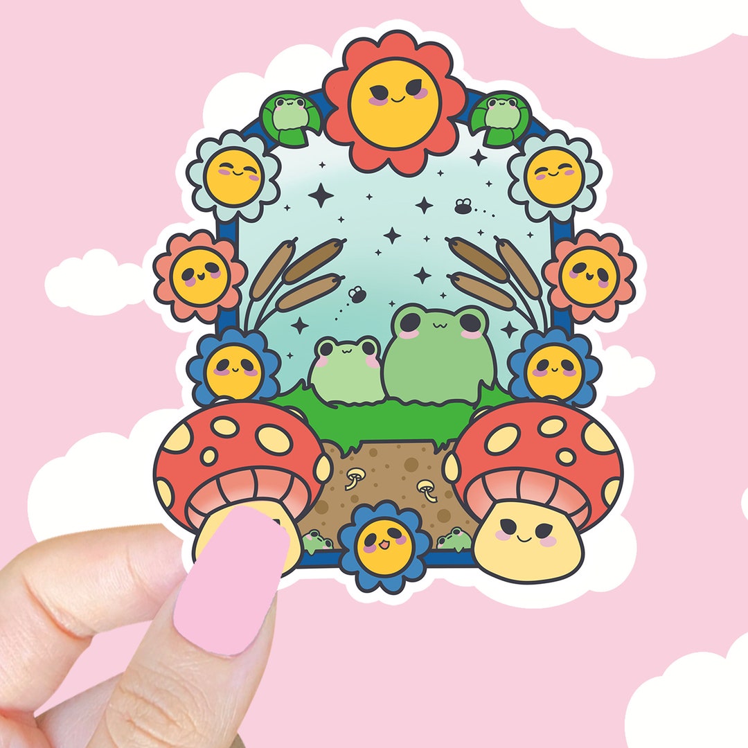 Frog Paradise Die Cut Sticker Frog Sticker, Cute Sticker, Kawaii ...