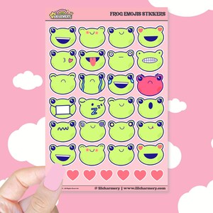 Froggy Frog Emoji Sticker Sheet - Emoji Decals - Etsy