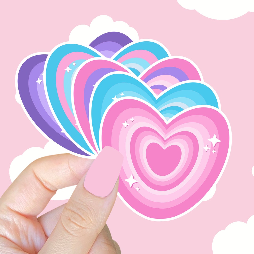Heart Ribbon Die Cut Stickers Kawaii Heart Sticker, Cute Heart Stickers ...