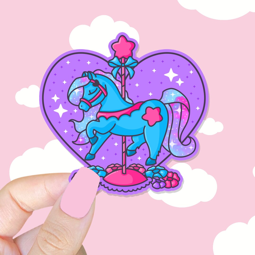 Carousel Horse Twinkle Star Die Cut Sticker Kawaii Horse Sticker, Cute ...