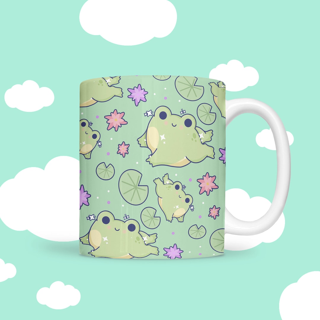 Kawaii Leap Frog Mug 11 Oz. Coffee Cup, Kawaii Frog Mug, Kawaii Frog ...