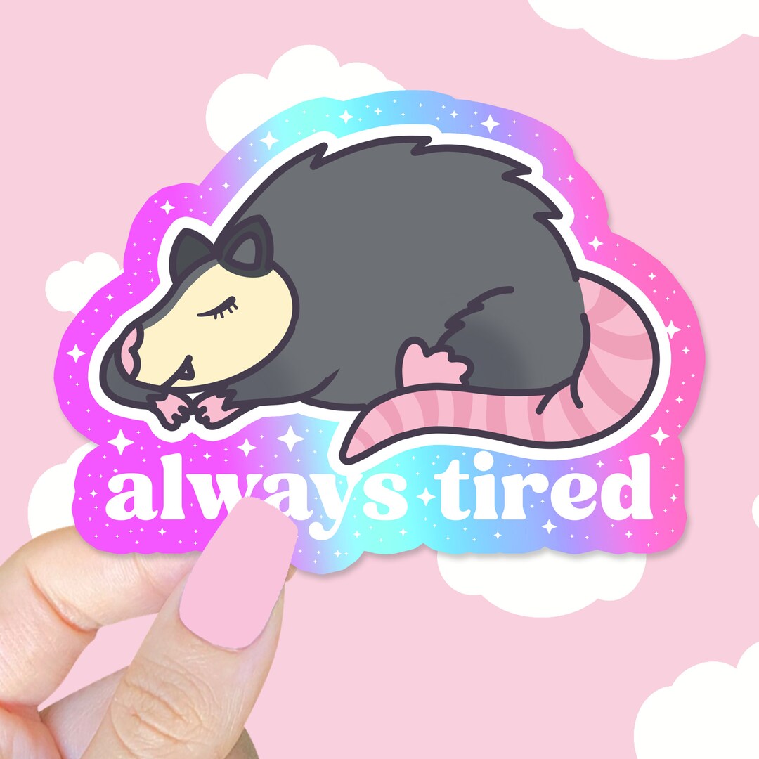 Always Tired Possum Die Cut Sticker Kawaii Possum Sticker, Cute Possum ...