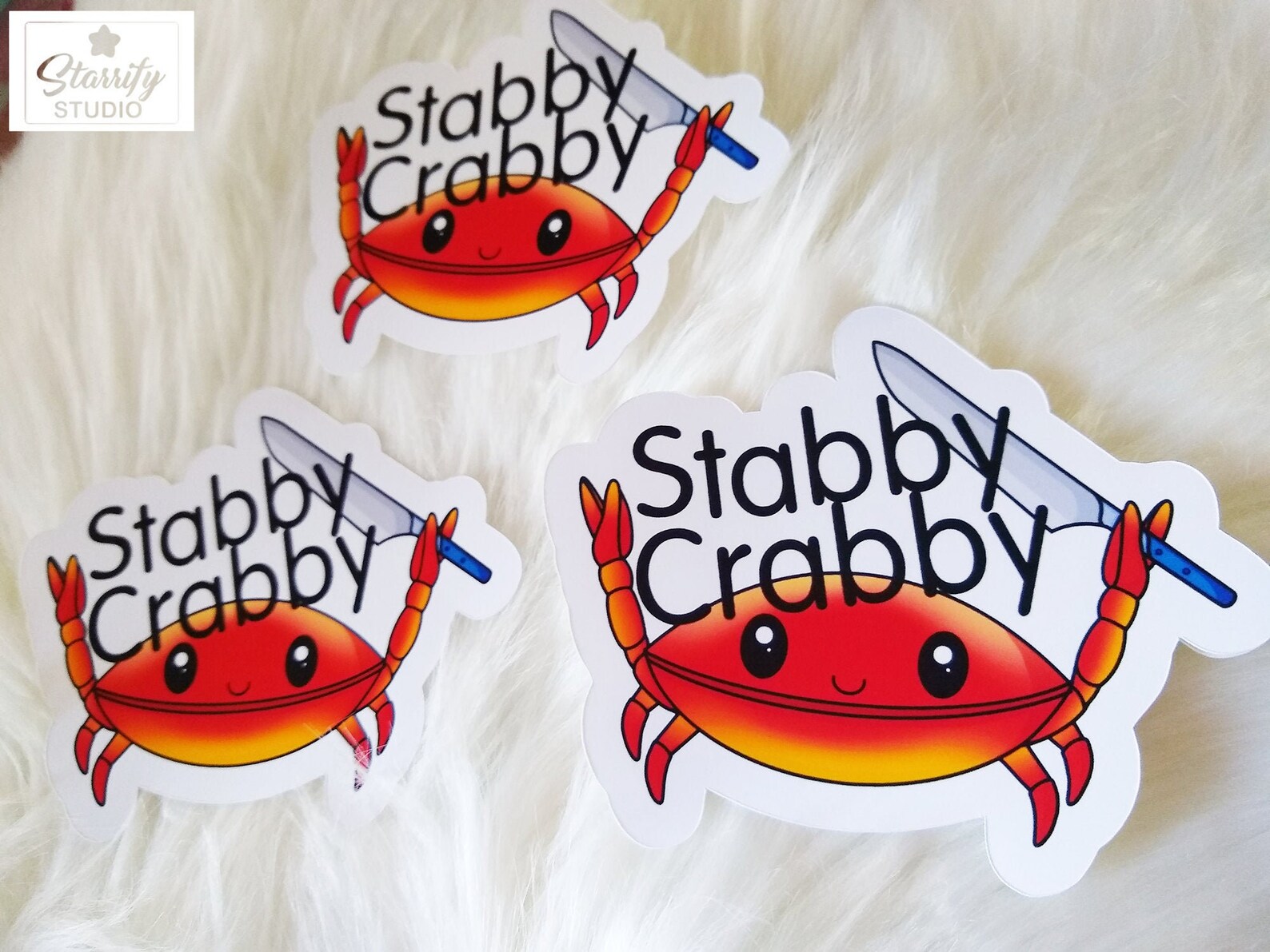 Stabby Crabby Die Cut Sticker Crab Stickers Kawaii Sticker - Etsy
