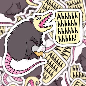 Ahhhhhhh Possum Die Cut Sticker - Possum Stickers, Kawaii Sticker ...