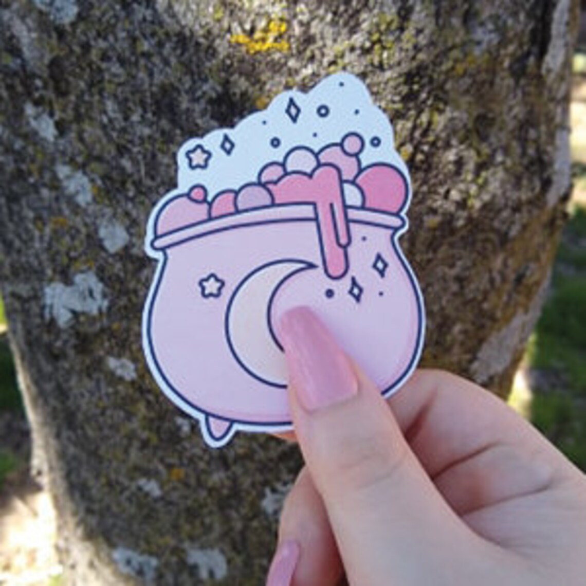 Pink Moon Cauldron Die Cut Sticker Cauldron Stickers Cute - Etsy