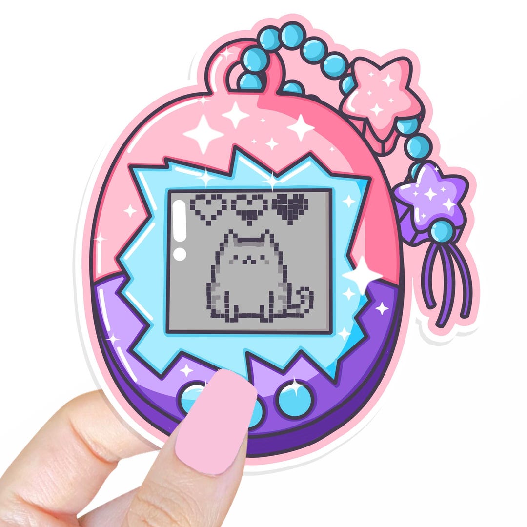 Gamer Girl Handheld Pet Kitty Die Cut Sticker - Kawaii Kitty Sticker ...