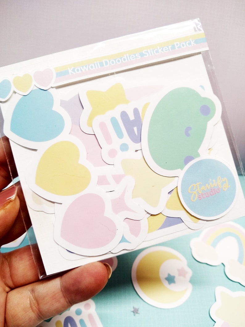 Kawaii Doodles Sticker Pack Pastel Stickers Cute Stickers - Etsy