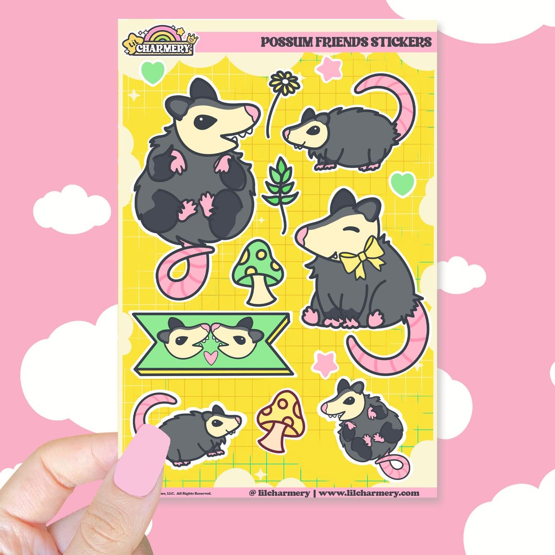 Possum Friends Sticker Sheet - Opossum Decal - Etsy