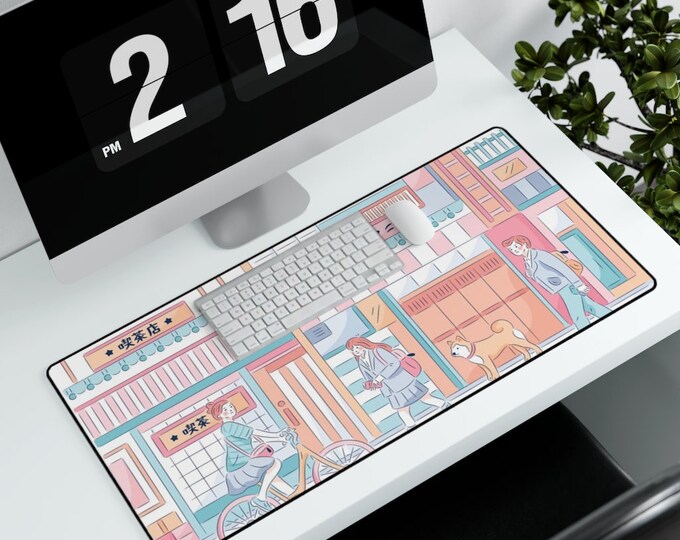 Hand-drawn Japanese Anime Desk Mat Kawaii Desk Mat Illustration Gaming ...