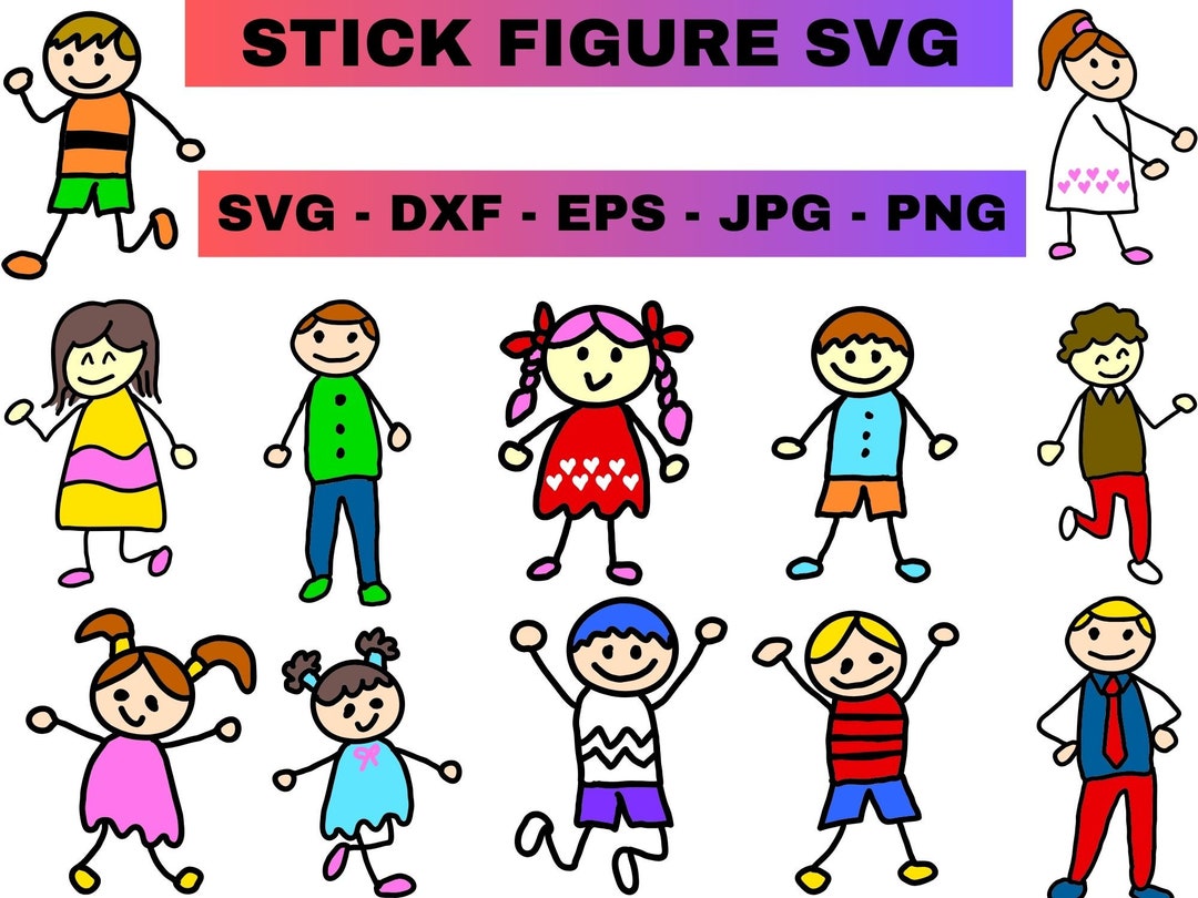 Stick Figures Svg, Stick Boy Clipart, Stick Girl Png, School Children ...