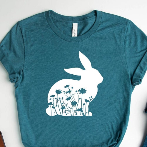 Floral Rabbit Shirt Bunny Shirt Easter Shirt Nature Lover - Etsy